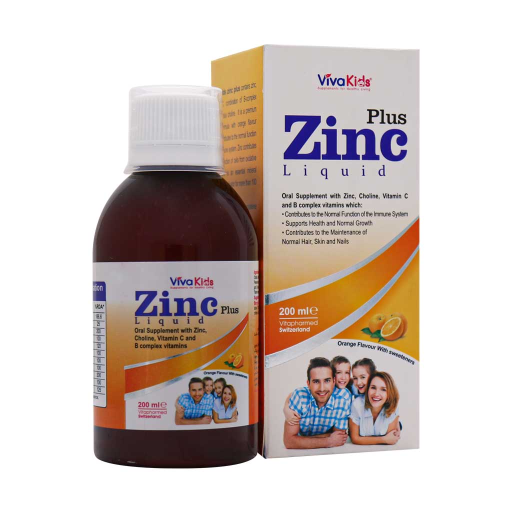شربت زینک پلاس ویواکیدز ۲۰۰ میلی لیتر Vivakids Zinc Plus Liquid ۲۰۰ Ml ...